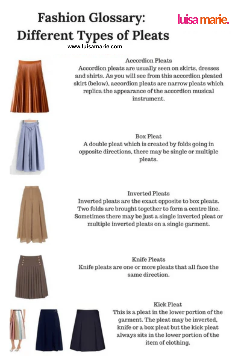 Fashion Glossary: Types of Pleats - Life of a Fashion Designer ☀️
